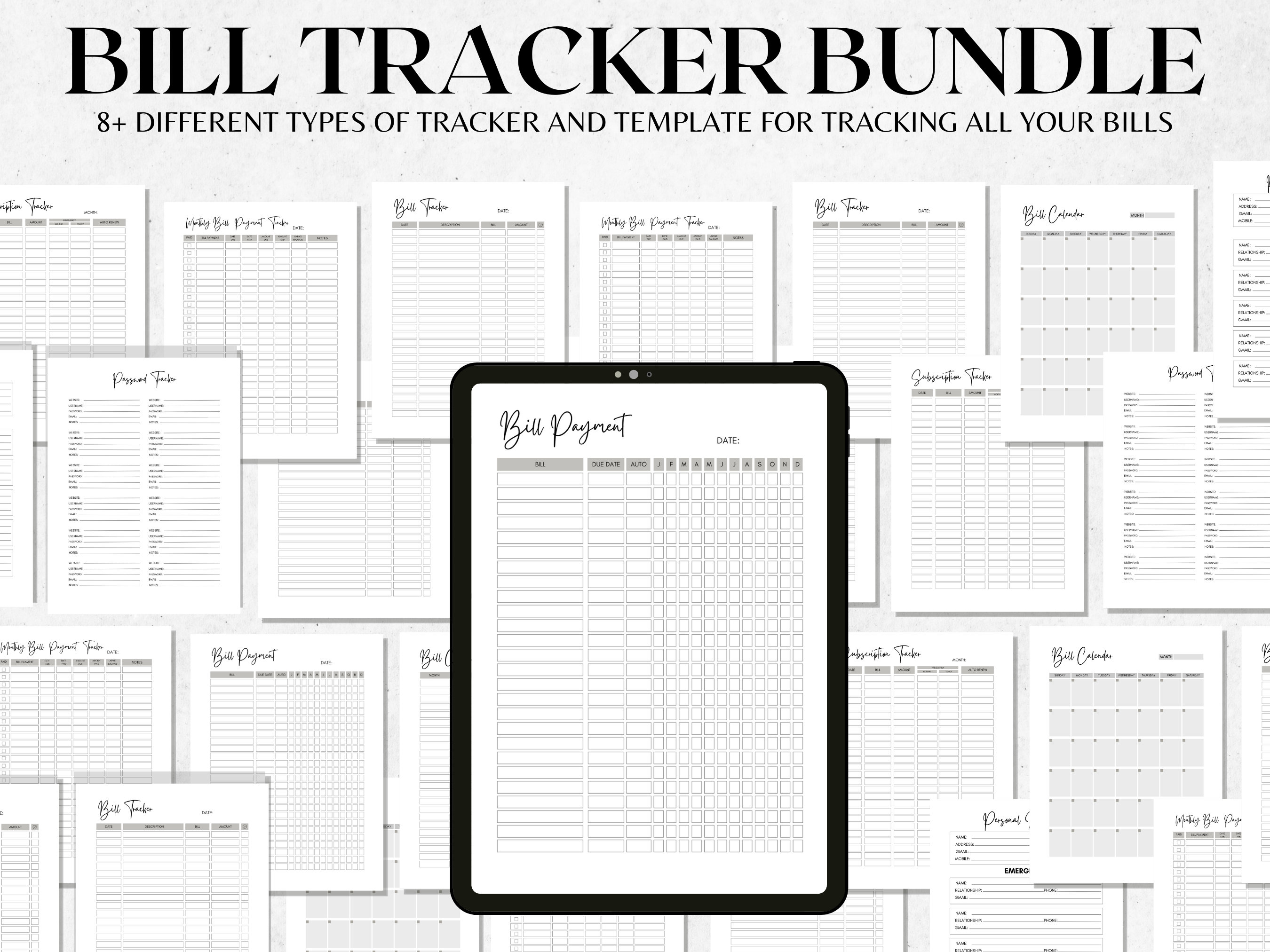 Bill Tracker BUNDLE Bill Payment Tracker, Digital Bill Payment Tracker ...