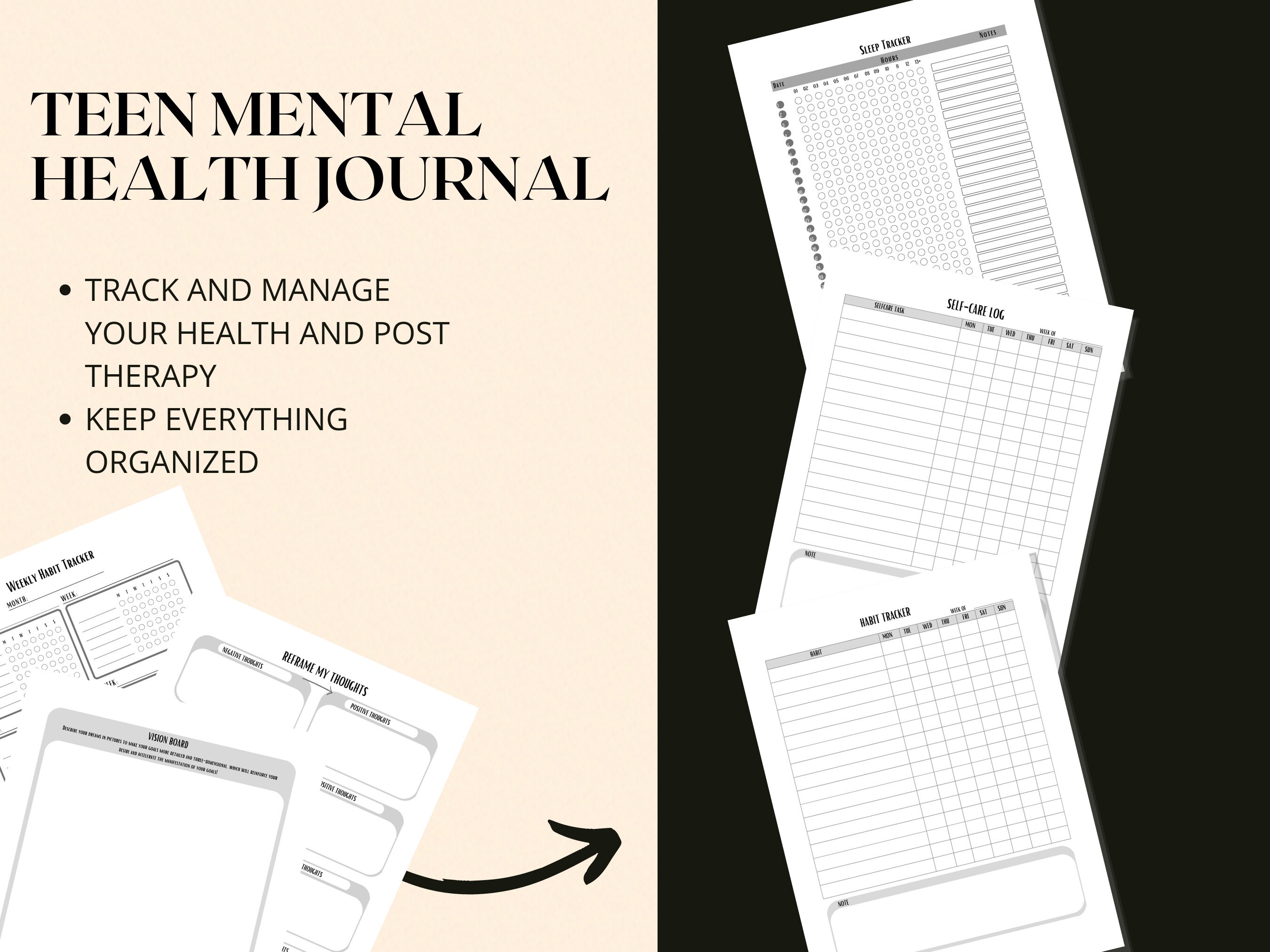 Teen Mental Health Journal, Teen Therapy Journal, Teen Coping Skills ...