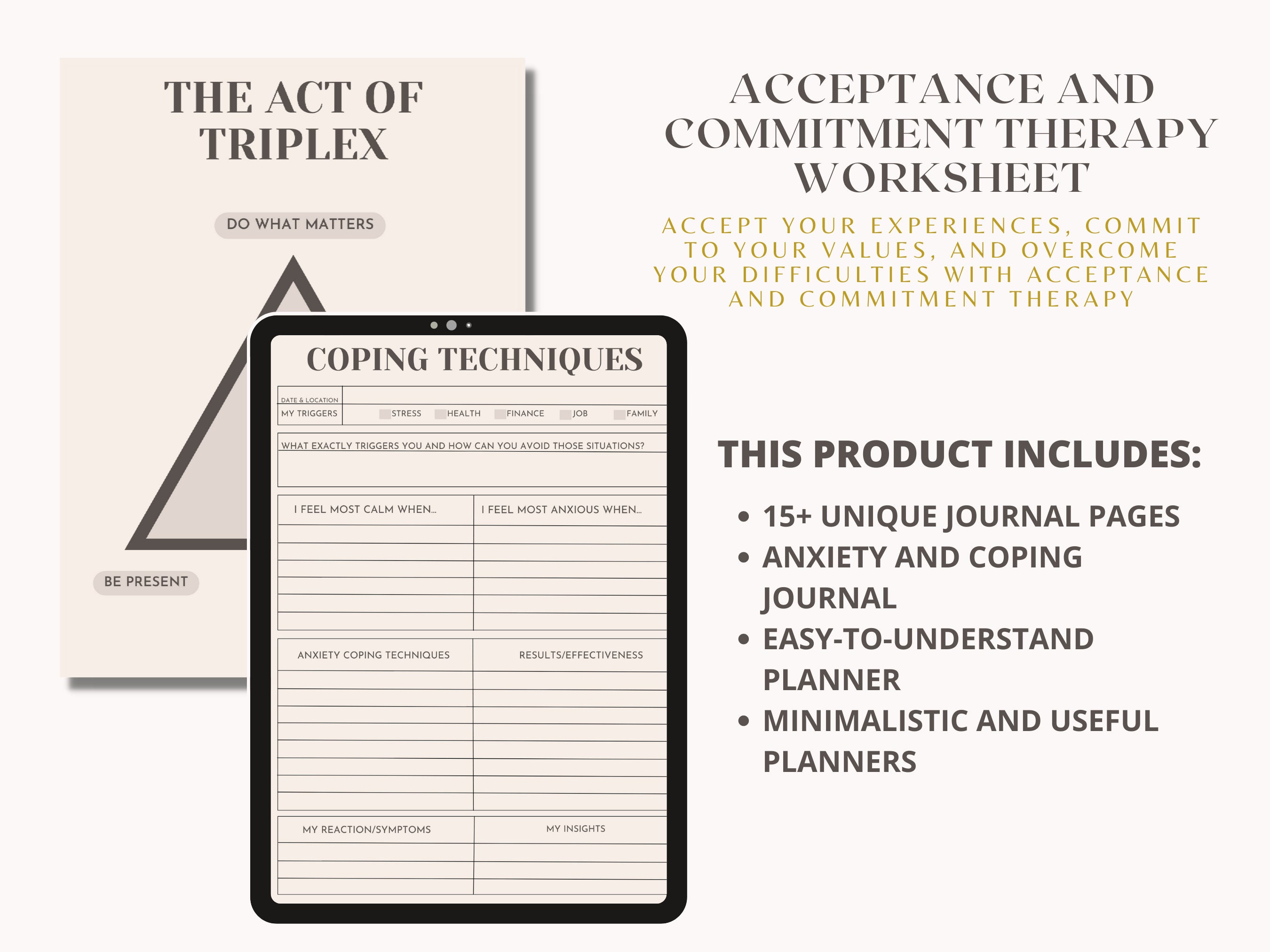 ACT Therapy Worksheets, Acceptance and Commitment Therapy, Therapy ...