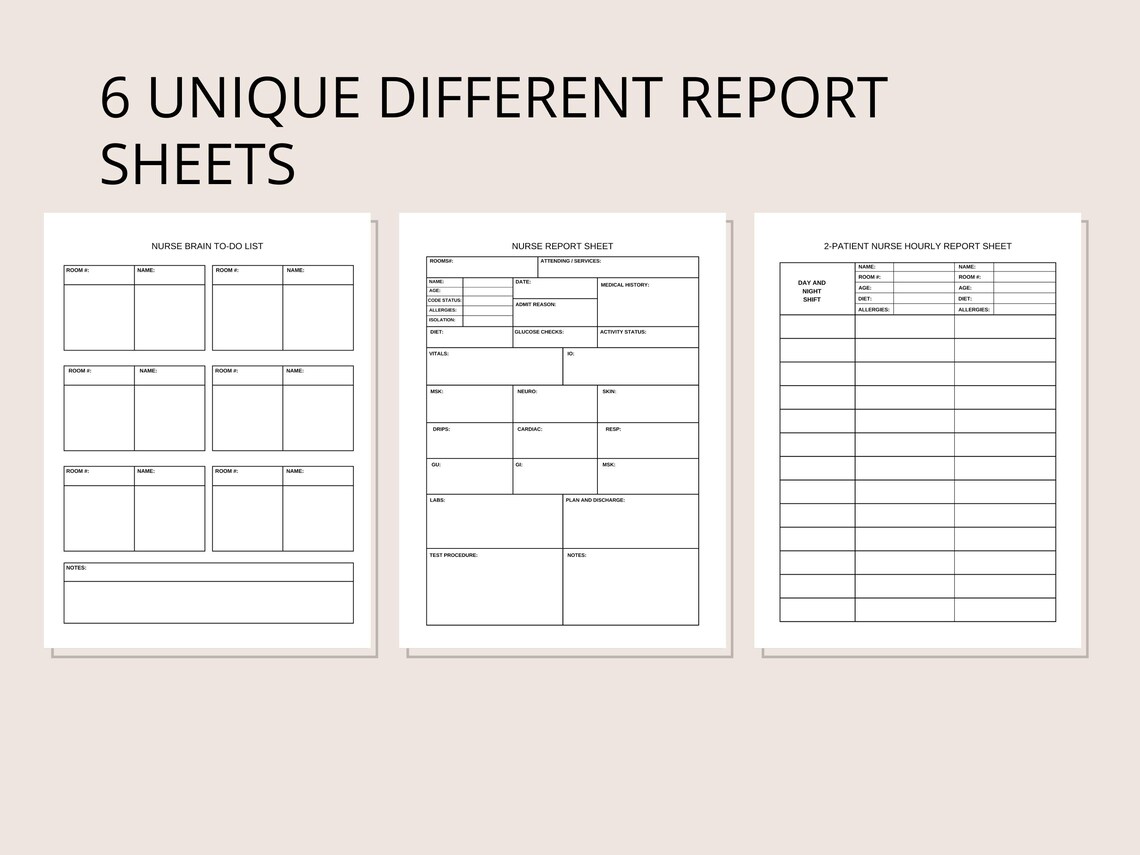 Nurse Report Sheet Printable, Nurse Shift Planner, Nurse Hourly To-do ...