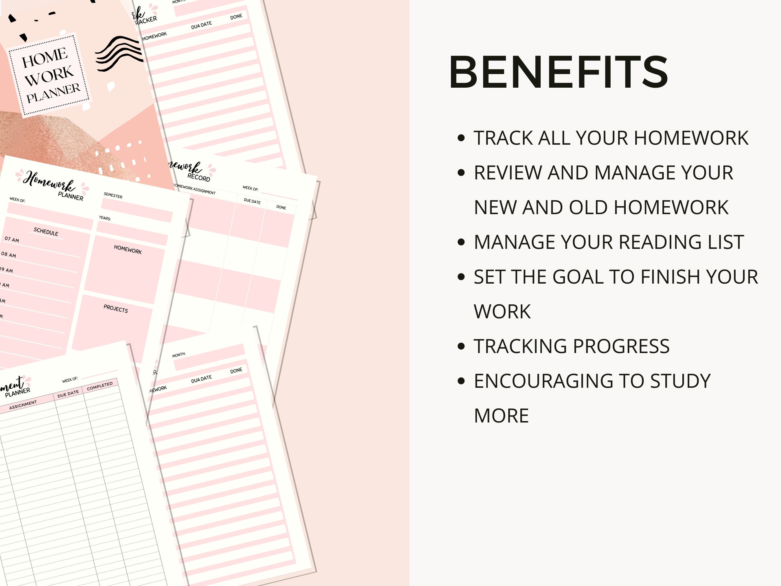 Homework Tracker, Homework Planner Printable, Assignment Planner ...