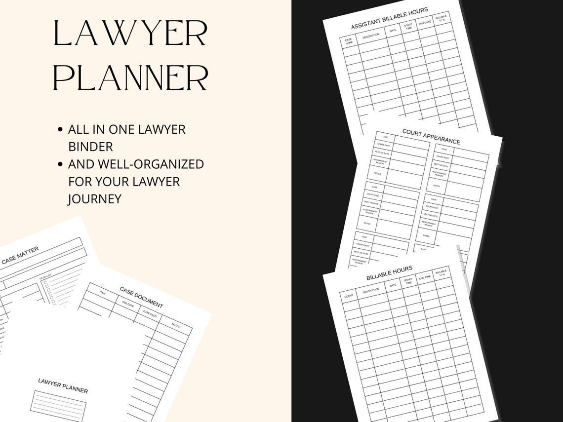 Lawyer Planner, Lawyer Organizer, Paralegal Case Tracker, Legal Tracker ...