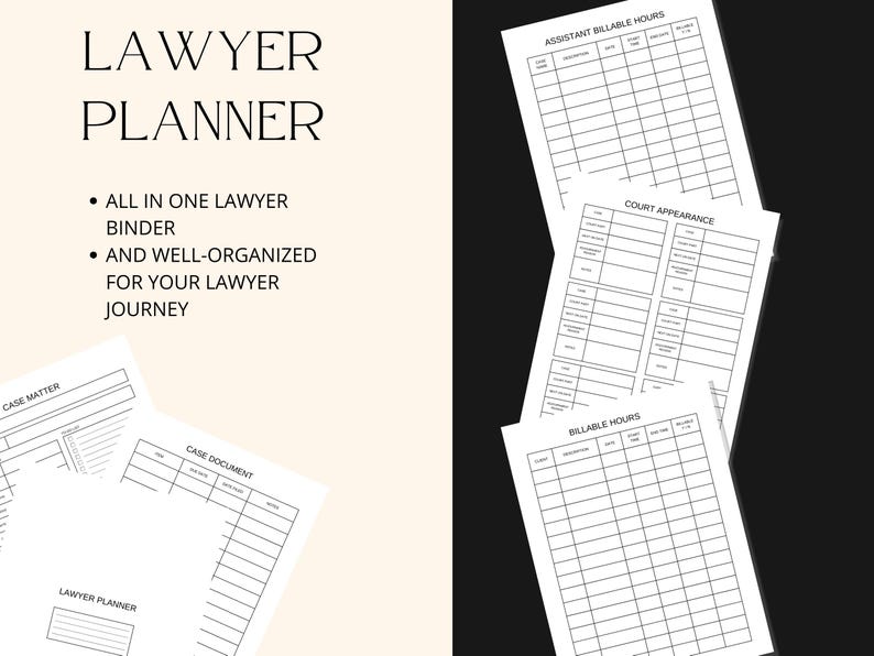 Lawyer Planner, Lawyer Organizer, Paralegal Case Tracker, Legal Tracker ...