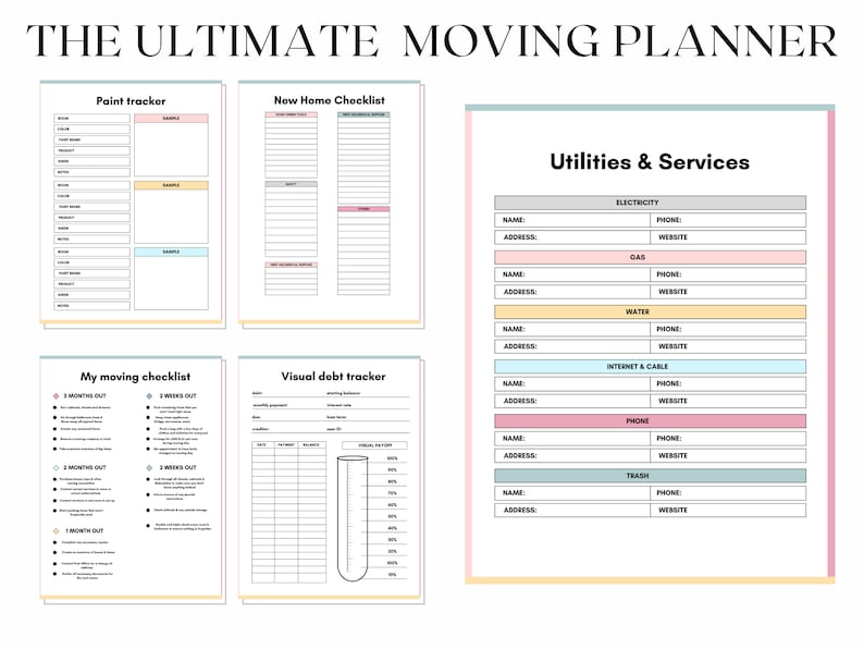Moving Checklist, Moving Planner, Moving Binder, Moving Organization ...