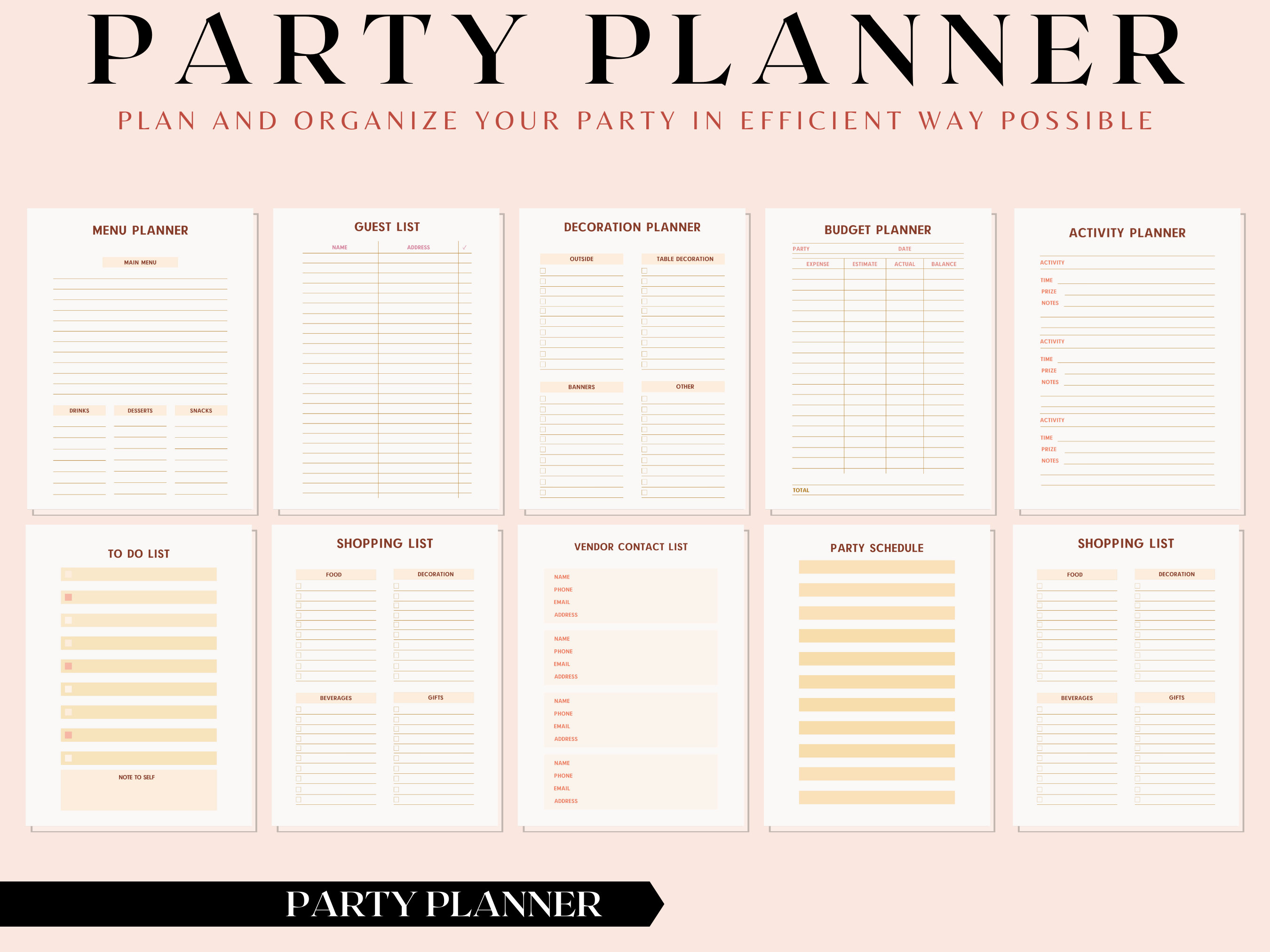 Party Planner Checklist Template, Party Planner List, Party Planner ...