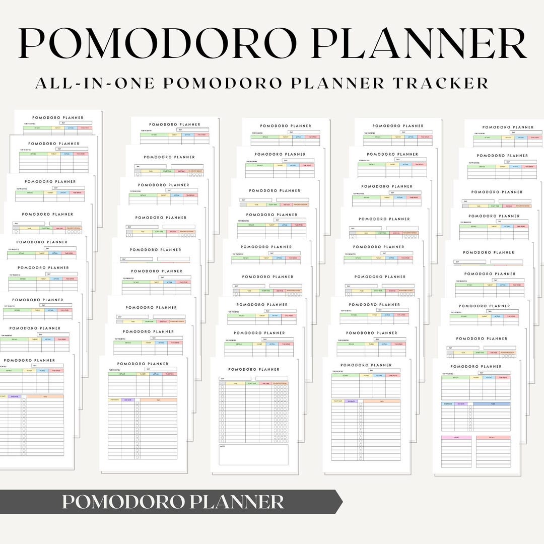 Printable Pomodoro Template, Pomodoro Log, Productivity Tracker, Study ...