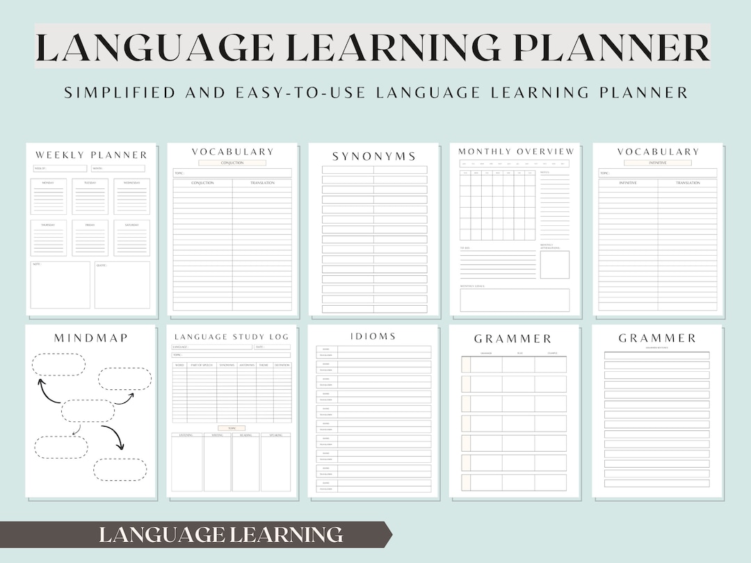 Language Learning Planner and Notebook, Language Learner, Language ...