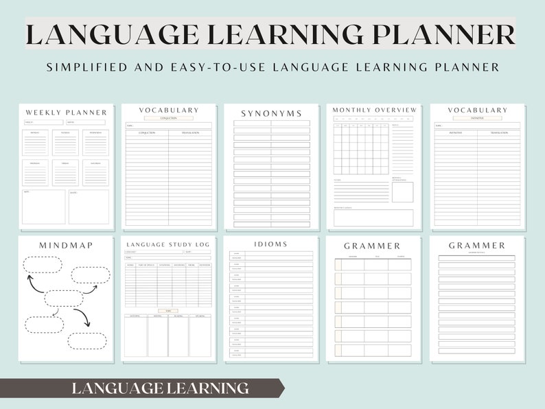 Language Learning Planner and Notebook, Language Learner, Language ...