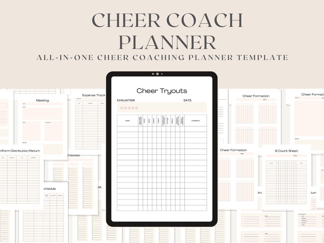 Cheer Coach Planner, Cheer Coaching Planner, Coaching Planner Templates ...