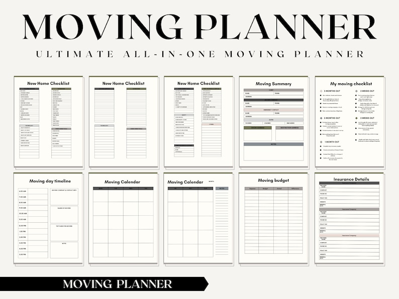 Moving Planner, Moving Checklist, Moving Binder, Moving Gift, Moving ...