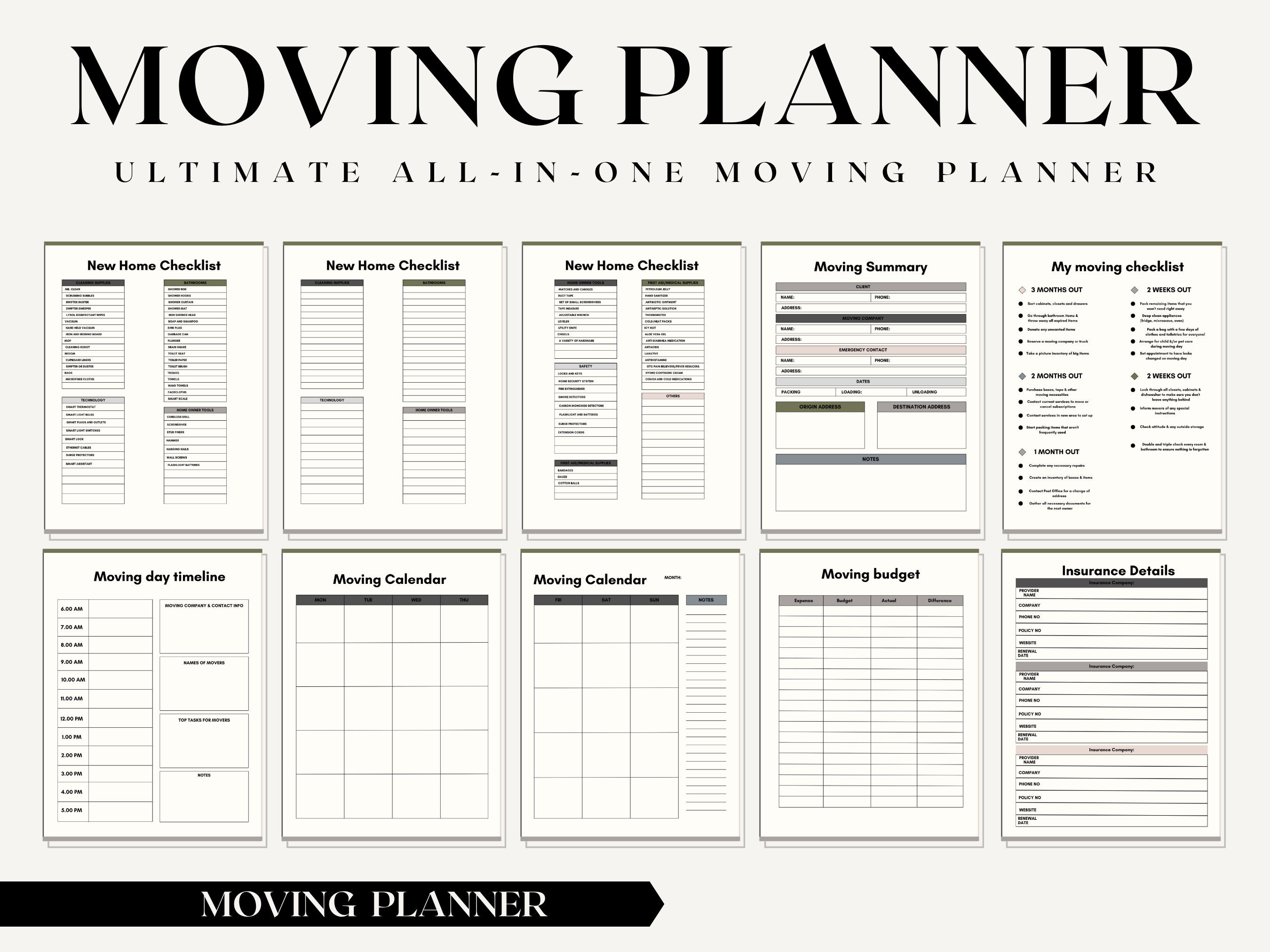 Moving Planner, Moving Checklist, Moving Binder, Moving Gift, Moving ...