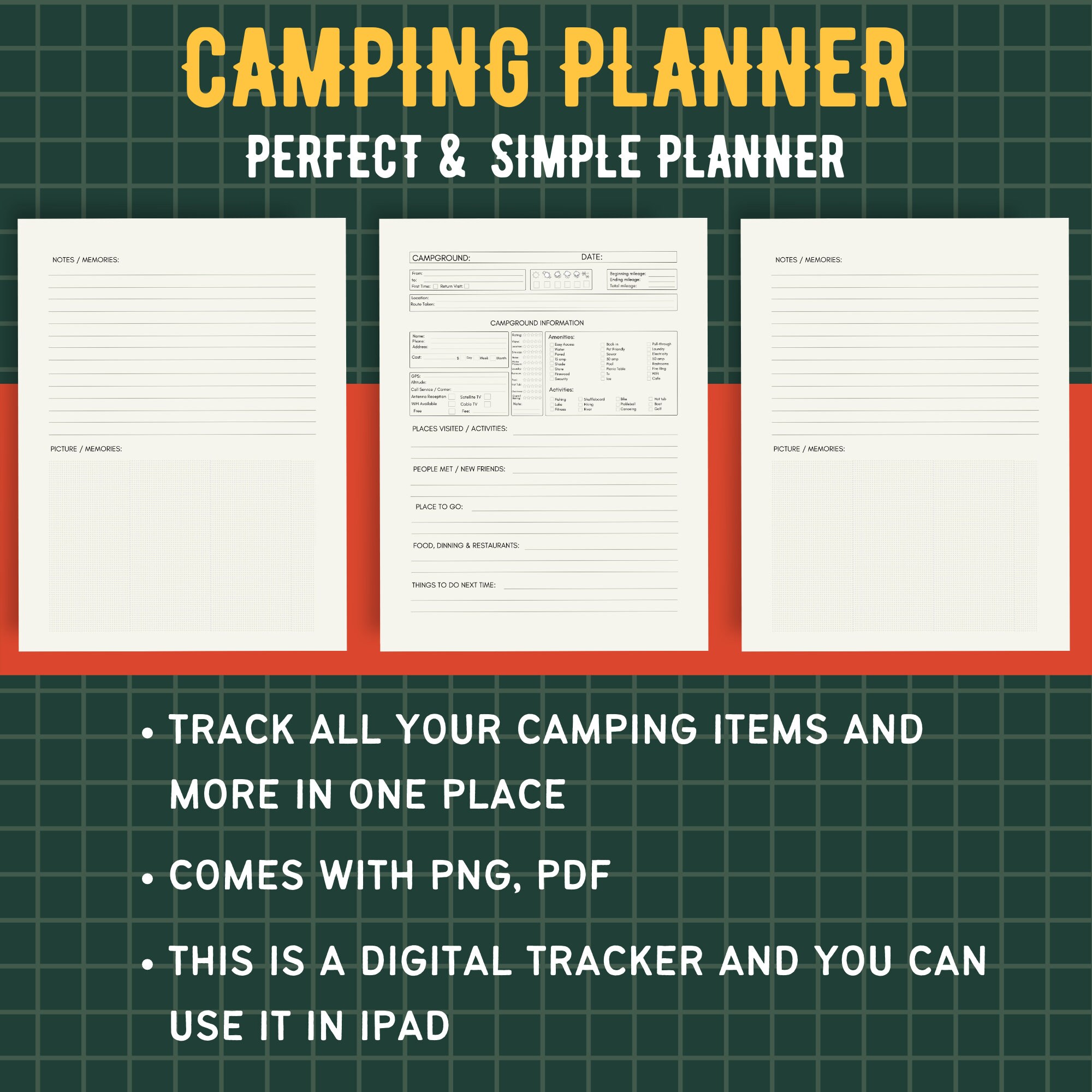 Camping Planner Checklist Tent Glamping Check List Binder Minimal ...