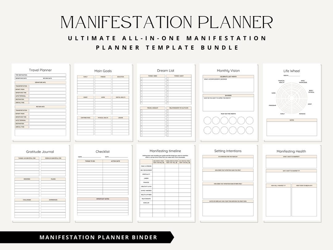 Manifestation Planner, Law of Attraction Journal, Gratitude Journal ...