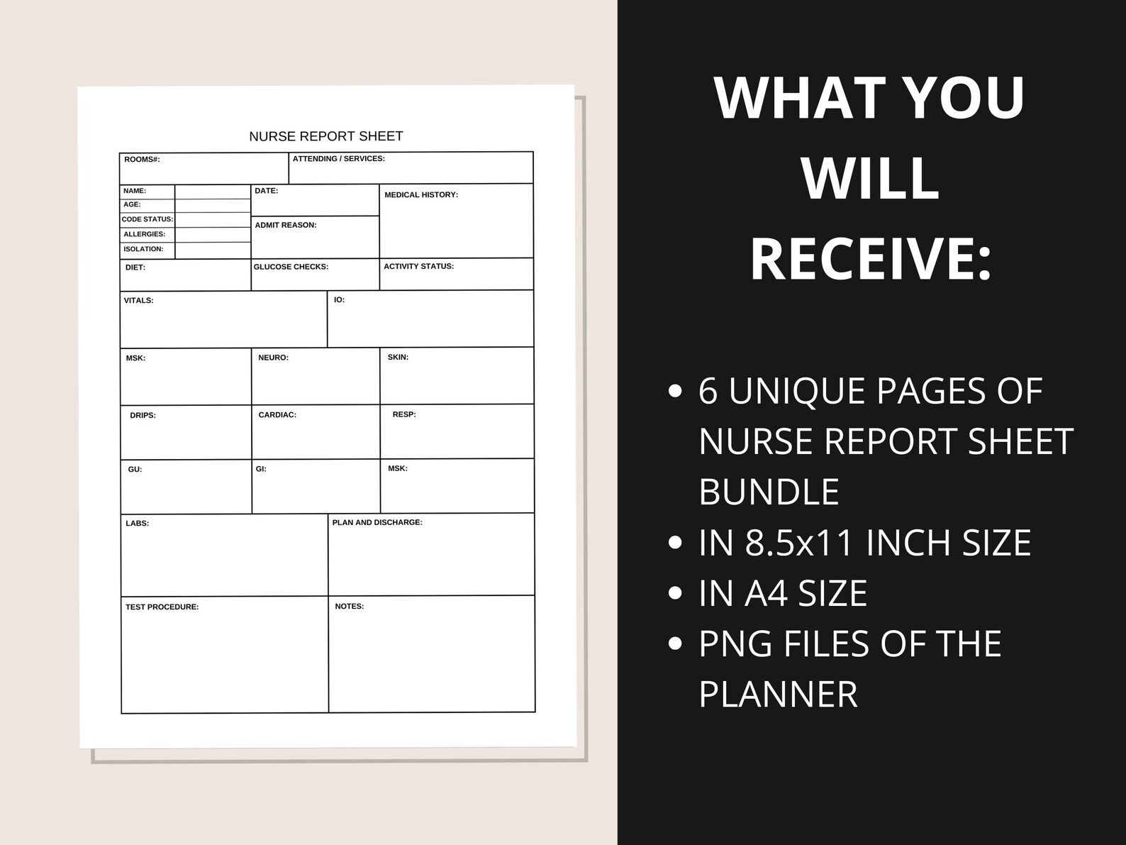 Nurse Report Sheet Printable, Nurse Shift Planner, Nurse Hourly To-do ...
