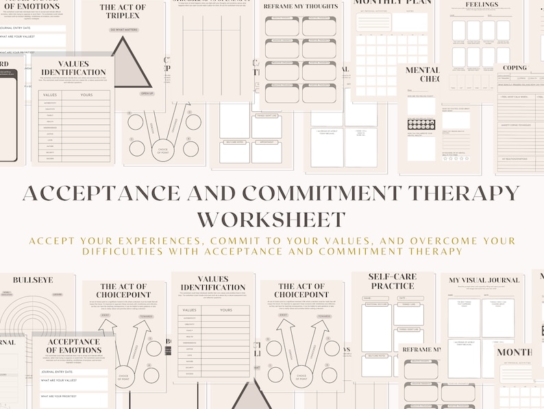 Acceptance and Commitment Therapy Worksheets, ACT Therapy , Therapy Worksheets, CBT Values ...