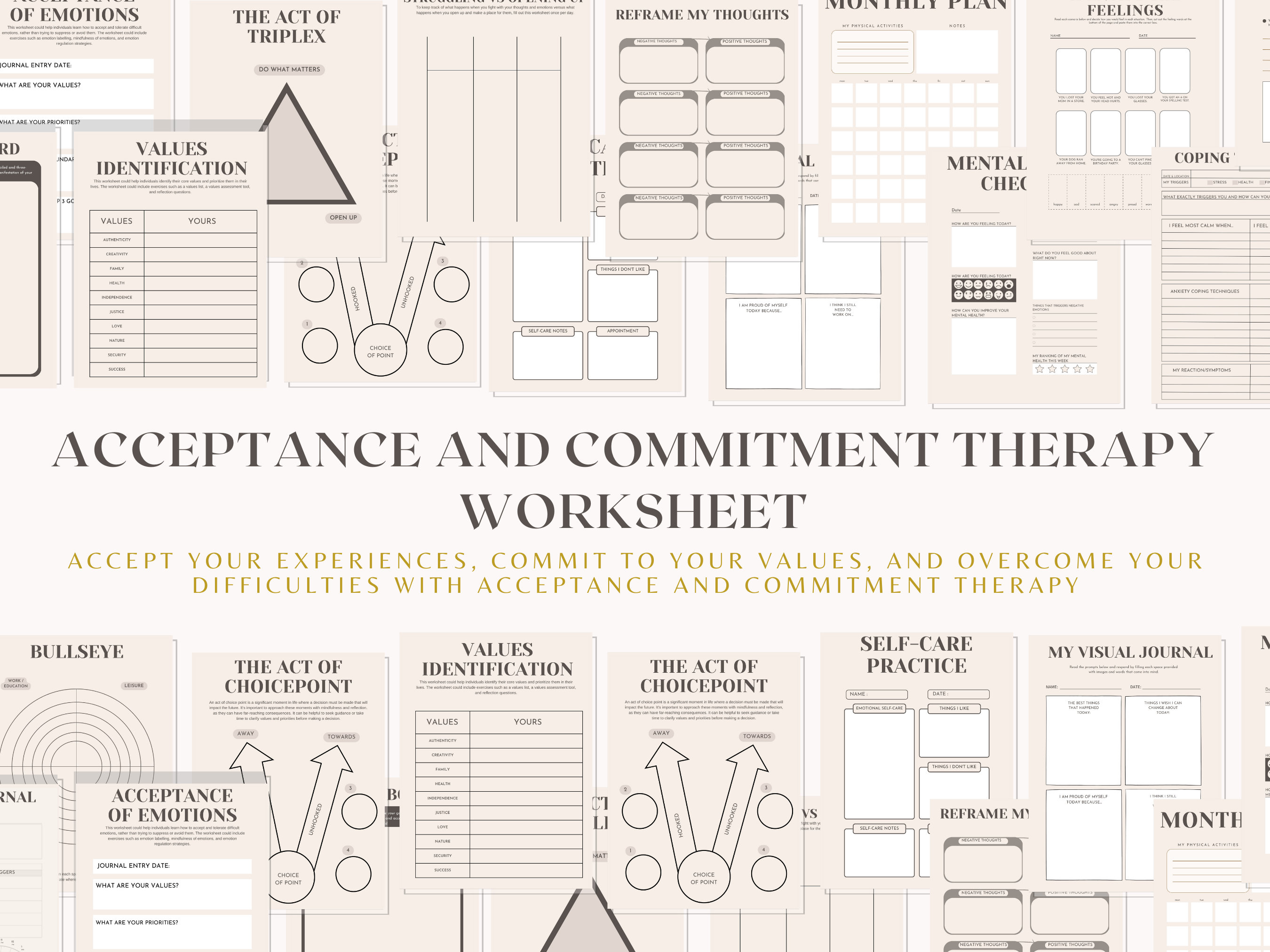 Acceptance and Commitment Therapy Worksheets, ACT Therapy , Therapy ...