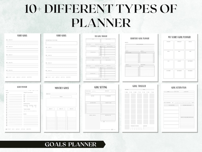 Goal Planner BUNDLE, 2023 Goals Tracker, SMART Goal Setting, Monthly ...