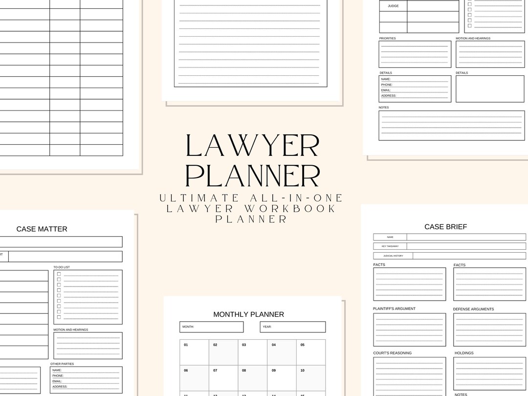 Lawyer Planner | Printable Lawyer Notes | Case Note | Attorney Case ...