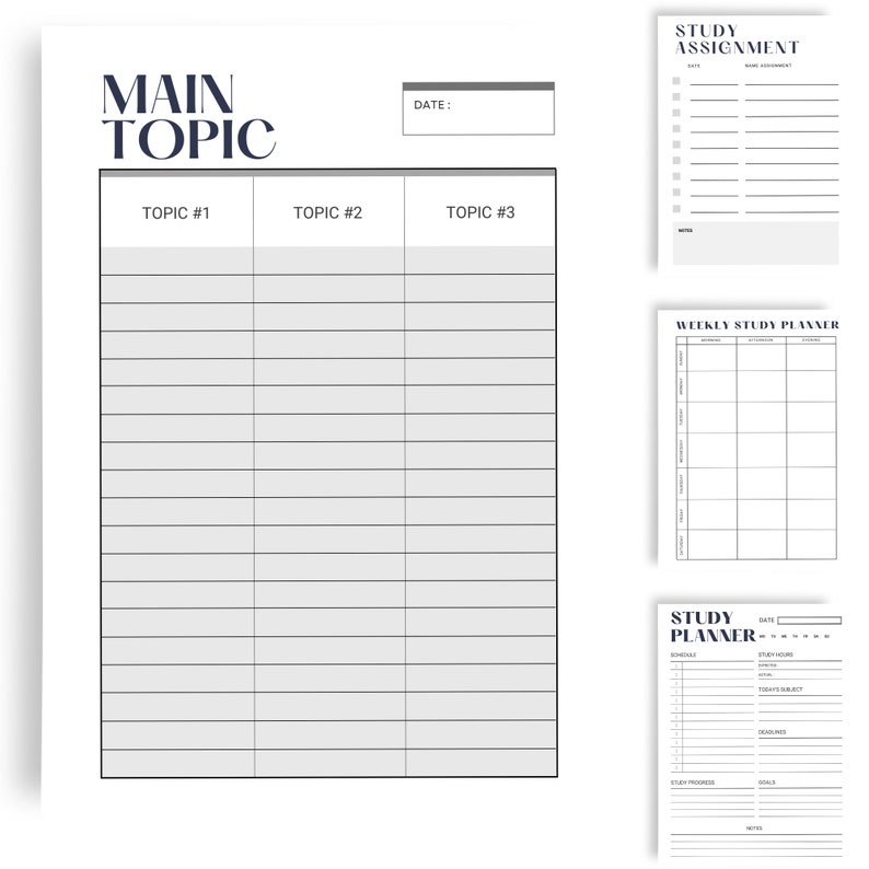 Minimalist Study Planner Printable, Academic Study Planner Printable ...