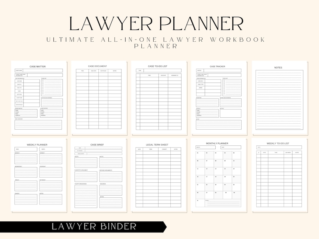 Lawyer Planner | Attorney Planner | Printable Lawyer Notes | Legal ...
