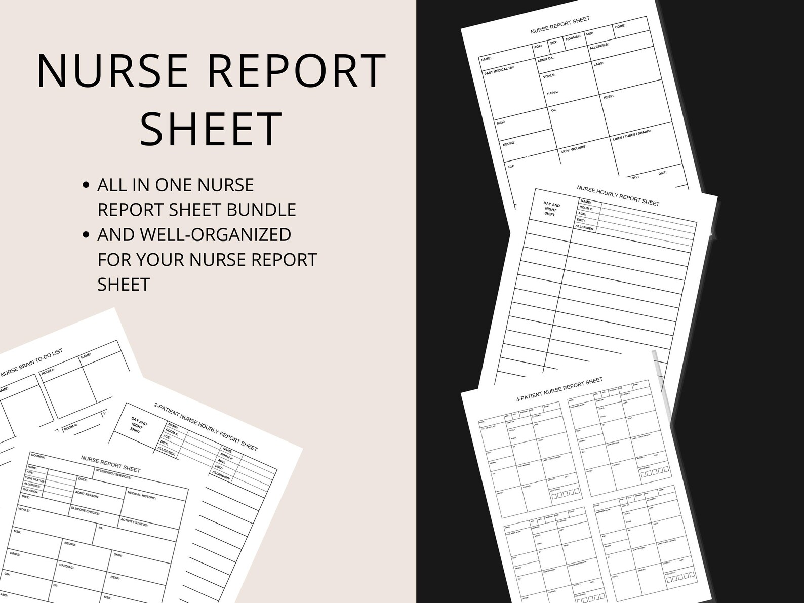Nurse Report Sheet Printable, Nurse Shift Planner, Nurse Hourly To-do ...