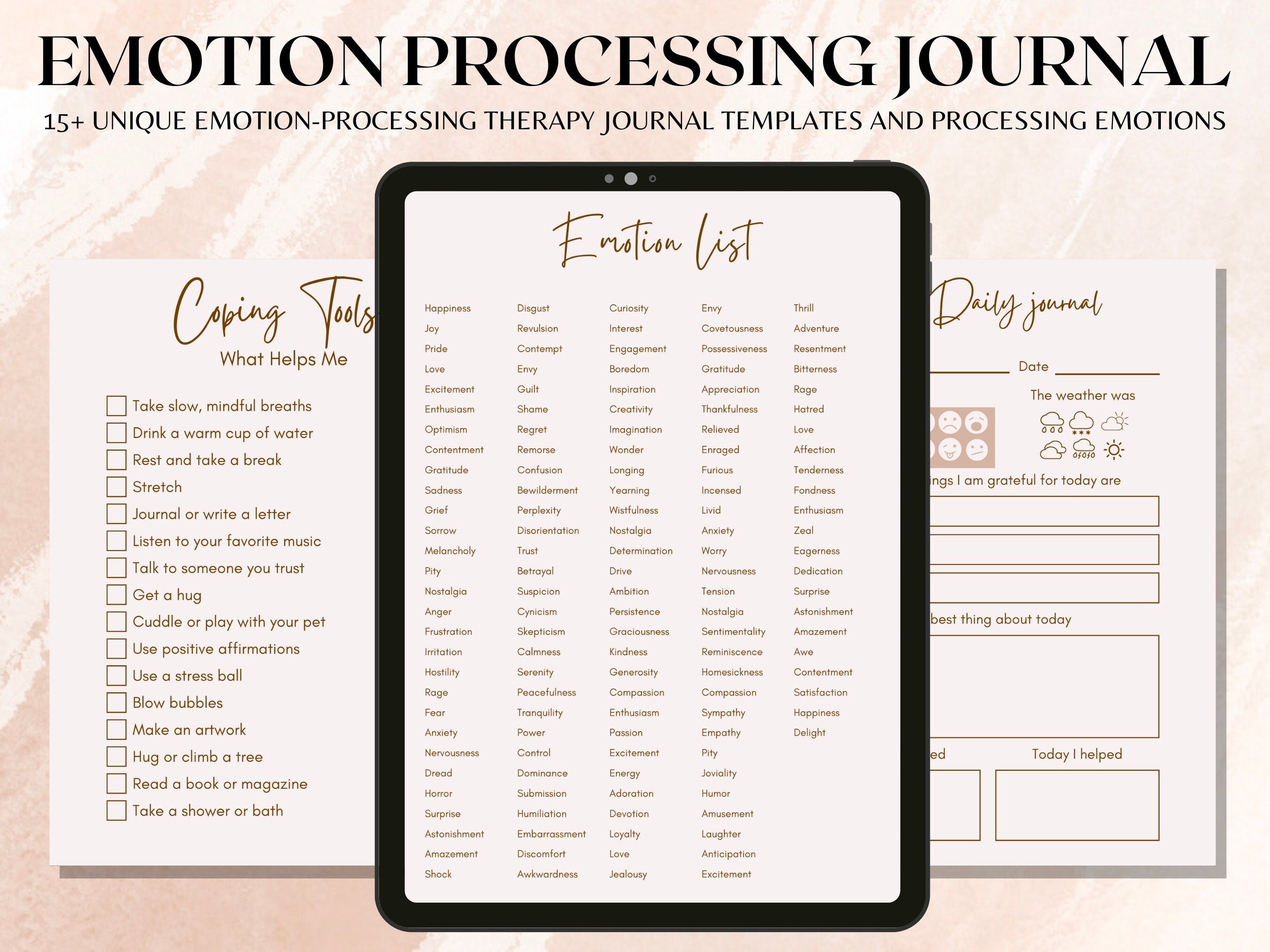 Emotion Processing Worksheets, Emotion List, Mental Health Printable ...