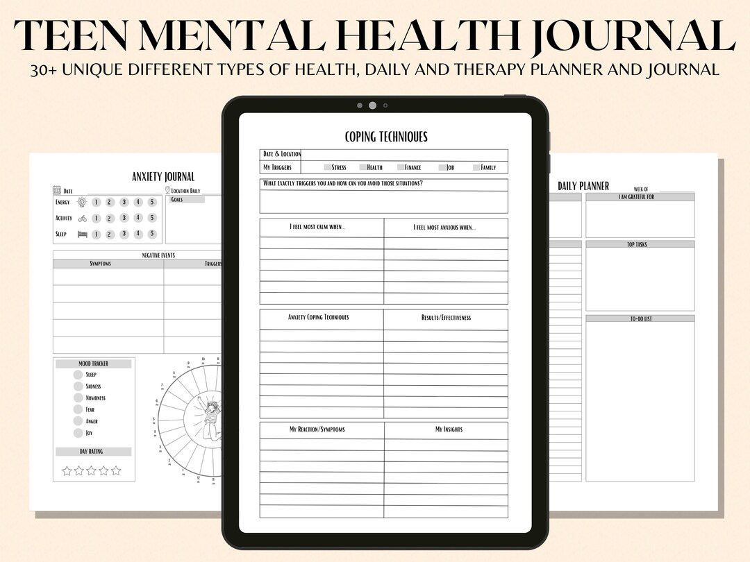 Teen Mental Health Journal, Teen Therapy Journal, Teen Coping Skills ...