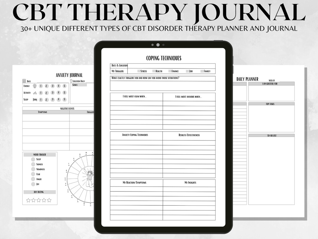 CBT Anxiety Journal Printable, CBT Activity Book, Therapy Worksheets ...