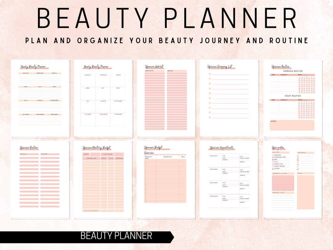 ULTIMATE Beauty Planner Bundle, Skincare Chart, Skincare Organizer ...