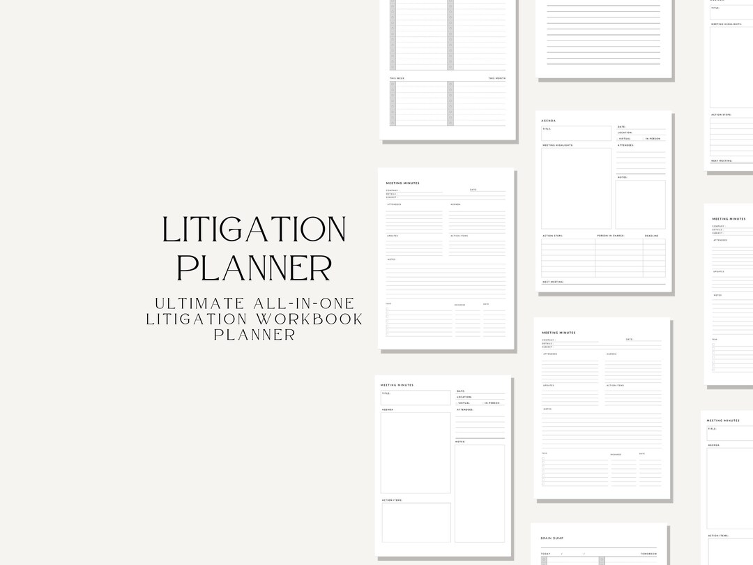Litigation Binder, Law Firm Planner, Paralegal Litigation Tracker ...