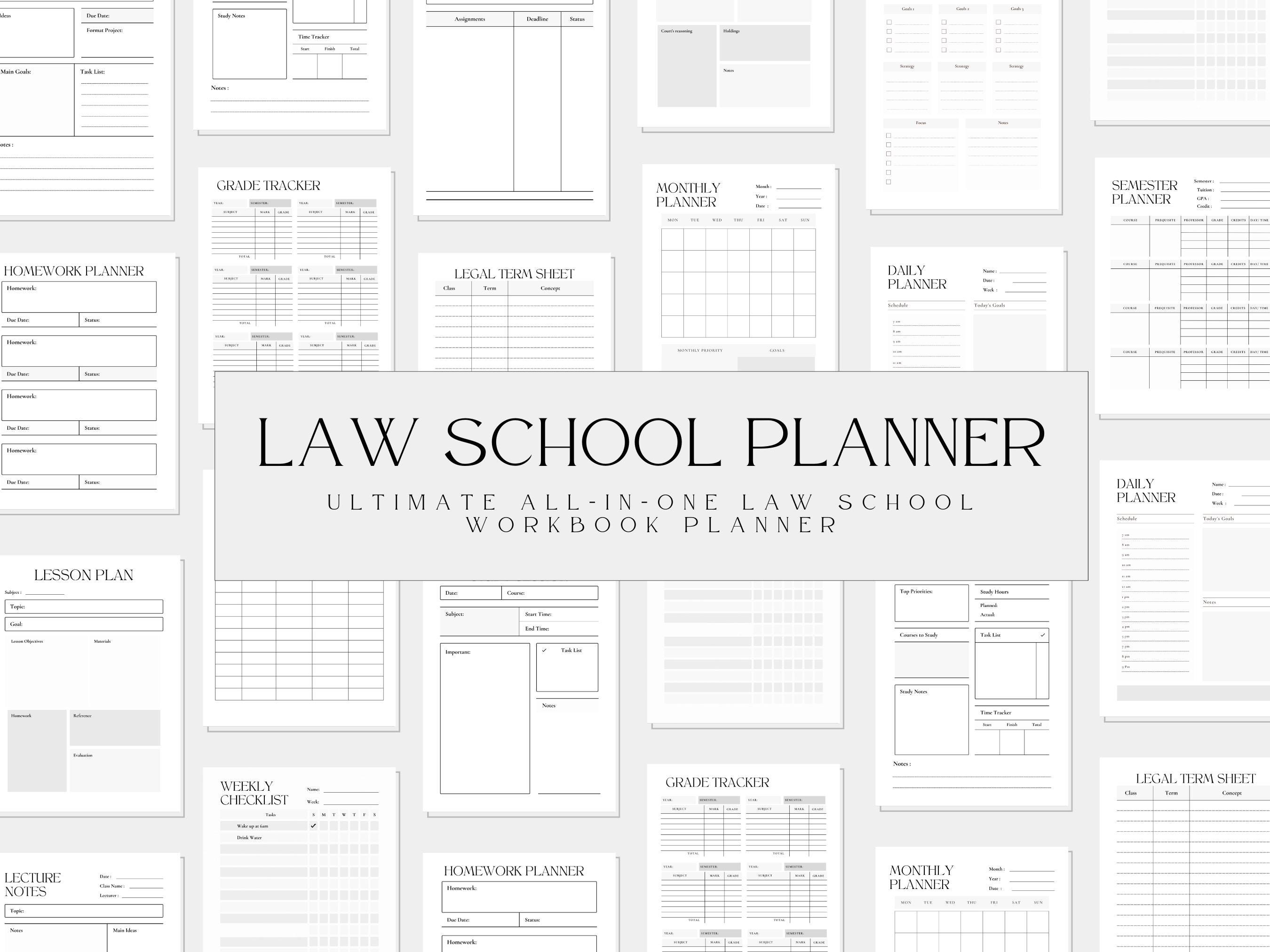 Law School Planner, Law Student Planner, Law School Notes, Law School ...