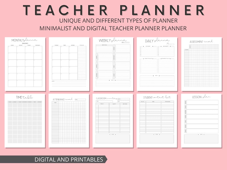 Digital Teacher Planner (UNDATED), Teacher Planner, Teacher Digital ...