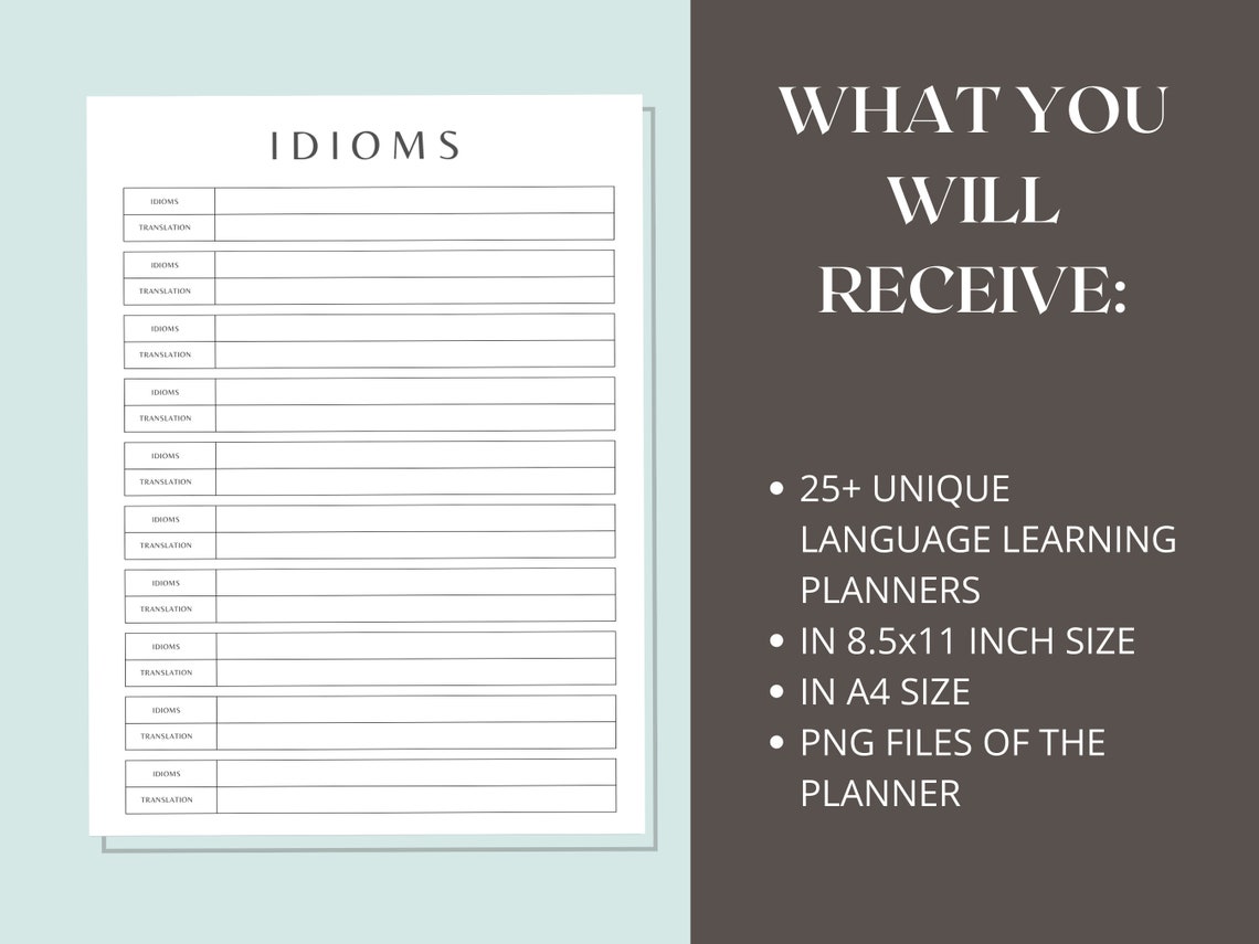 Language Learning Planner and Notebook, Language Learner, Language ...