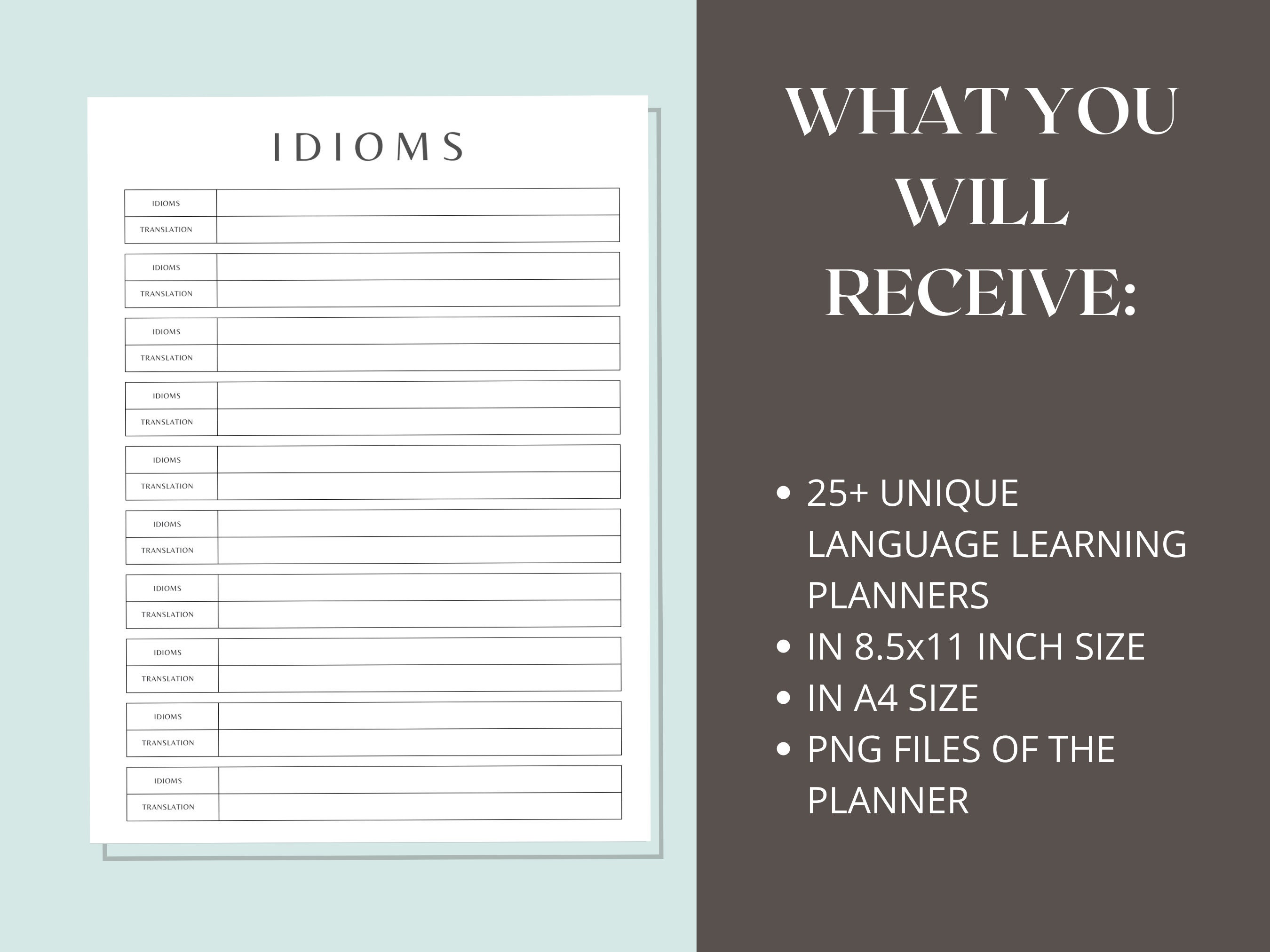 Language Learning Planner and Notebook, Language Learner, Language ...