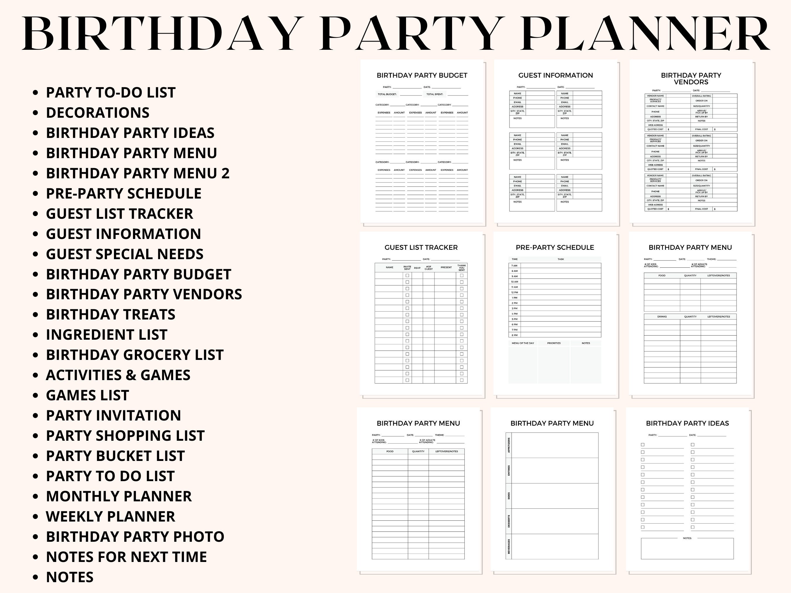 ULTIMATE Birthday Planner, Birthday Organizer, Birthday Printable ...