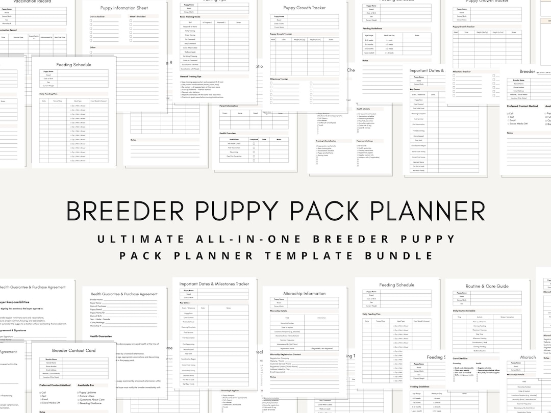 Dog Breeder Bundle, Breeder Puppy Pack, Puppy Binder, Dog Breeder ...
