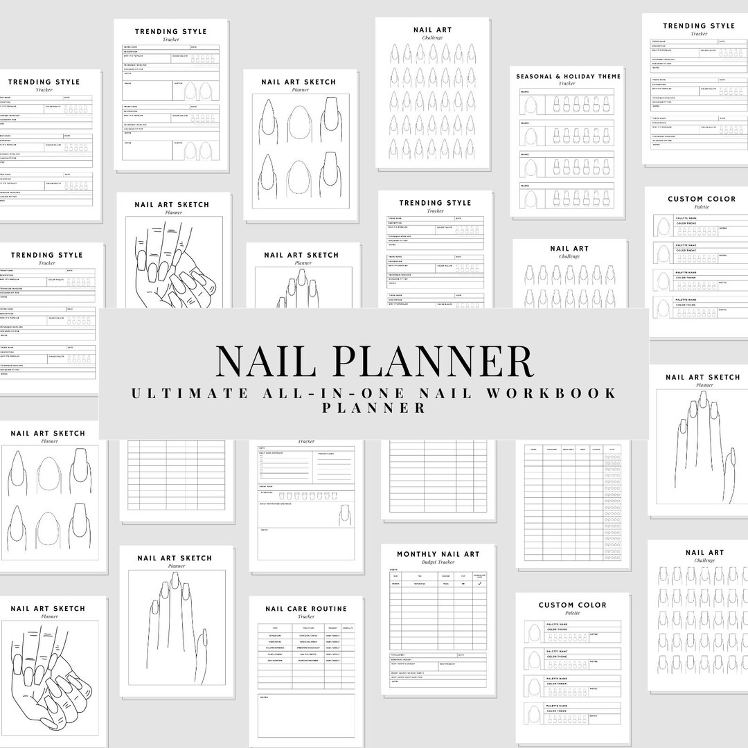 Nail Planner, Nail Art Planner, Nail Art Template, Nail Art Practice ...