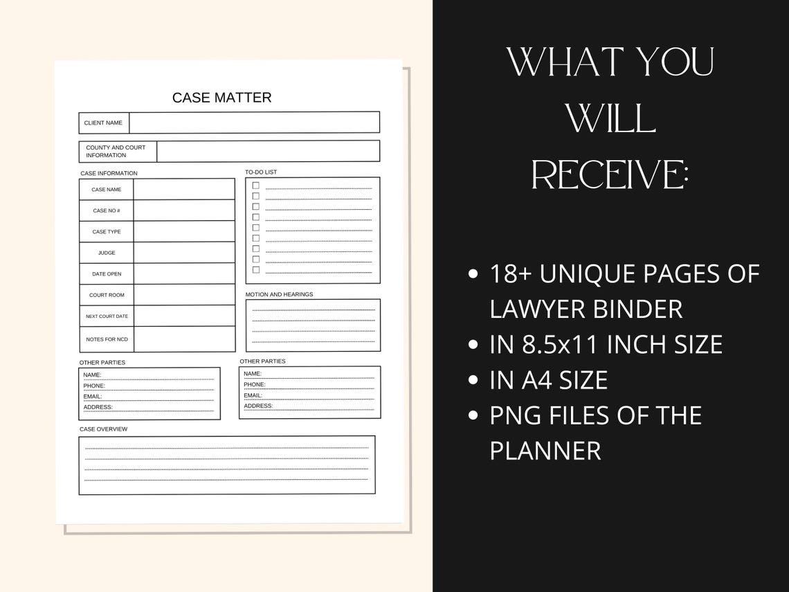 Lawyer Planner, Lawyer Organizer, Paralegal Case Tracker, Legal Tracker ...