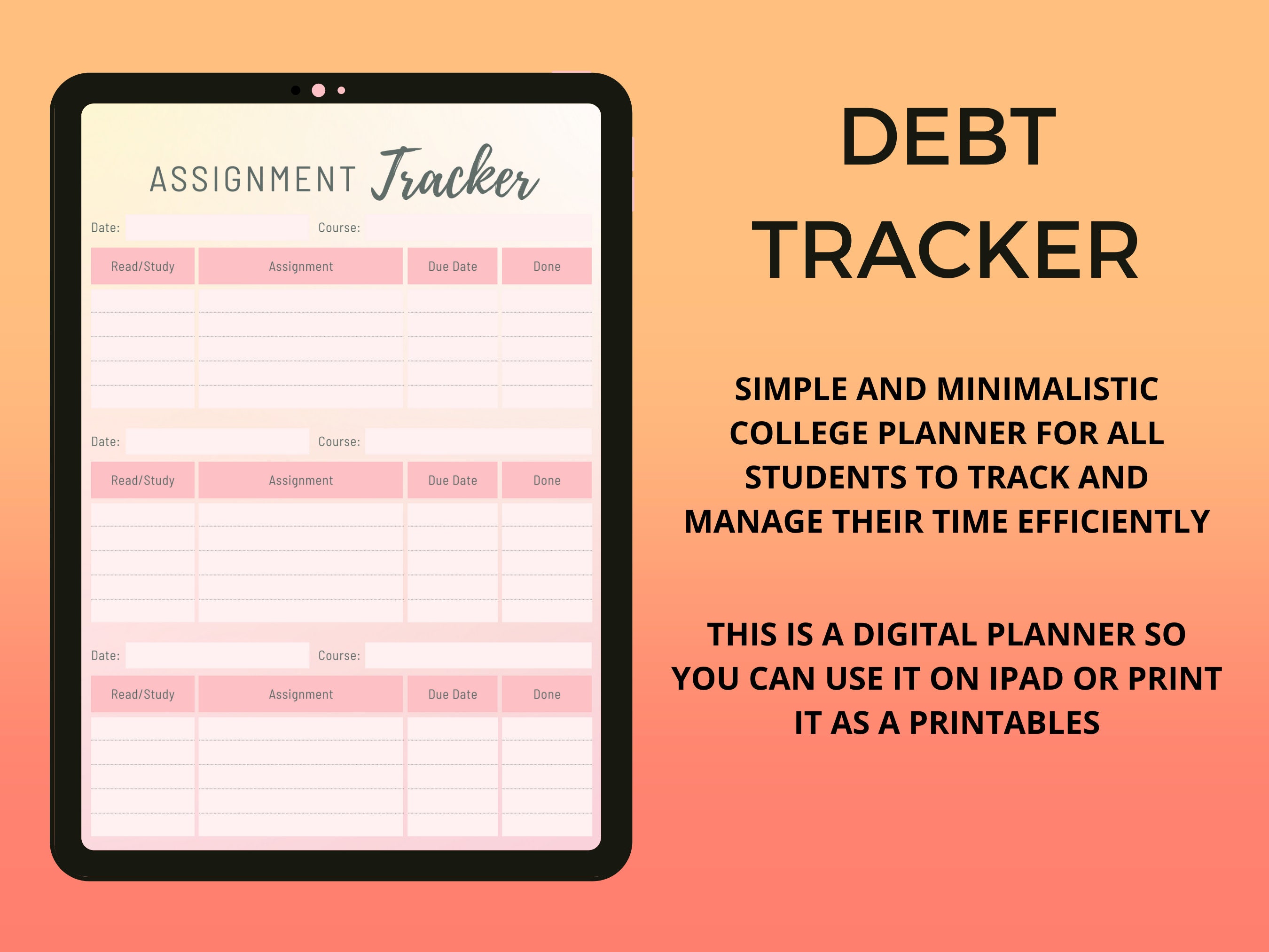 Digital College Planner PDF, Printable College Planner, College ...