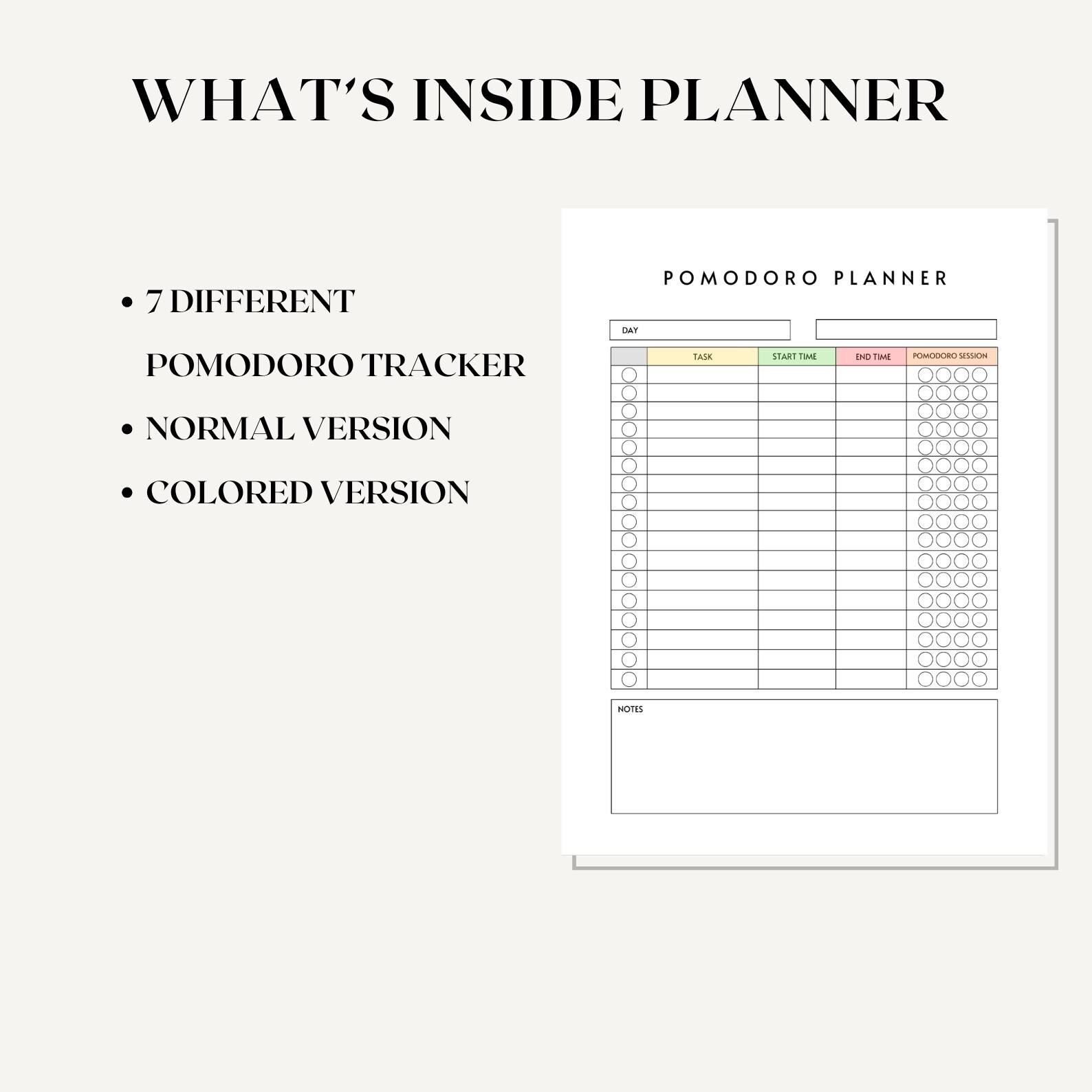Printable Pomodoro Template, Pomodoro Log, Productivity Tracker, Study ...