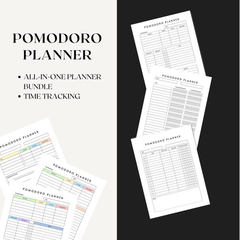Printable Pomodoro Template, Pomodoro Log, Productivity Tracker, Study ...