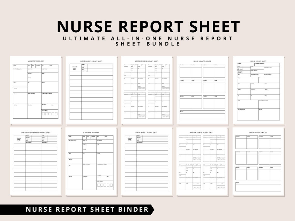 Nurse Report Sheet Printable, Nurse Shift Planner, Nurse Hourly To-do ...