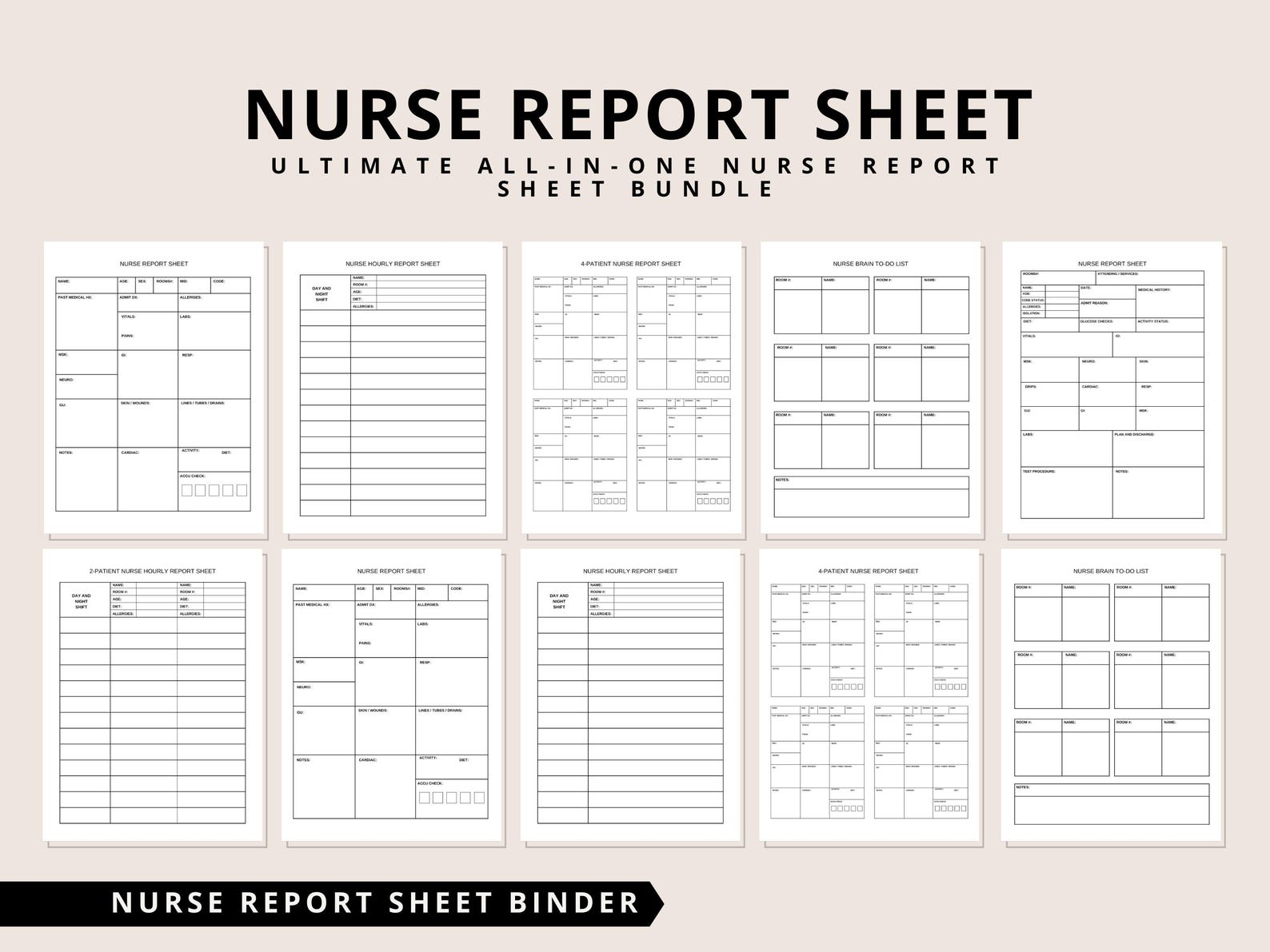 Nurse Report Sheet Printable, Nurse Shift Planner, Nurse Hourly To-do ...
