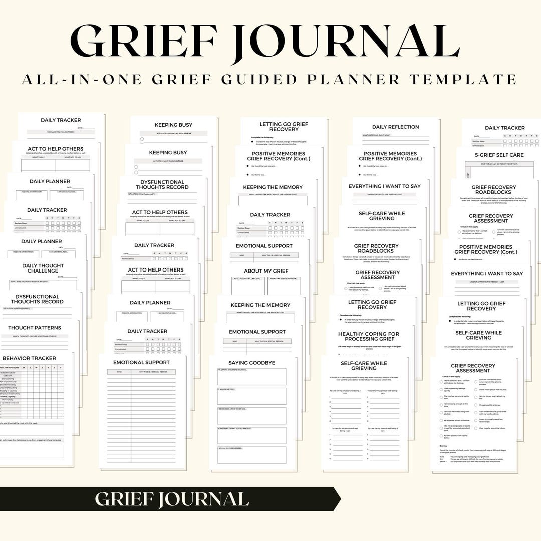 Guided Grief Journal – Grief Journal Prompts PDF, Grief Worksheets ...