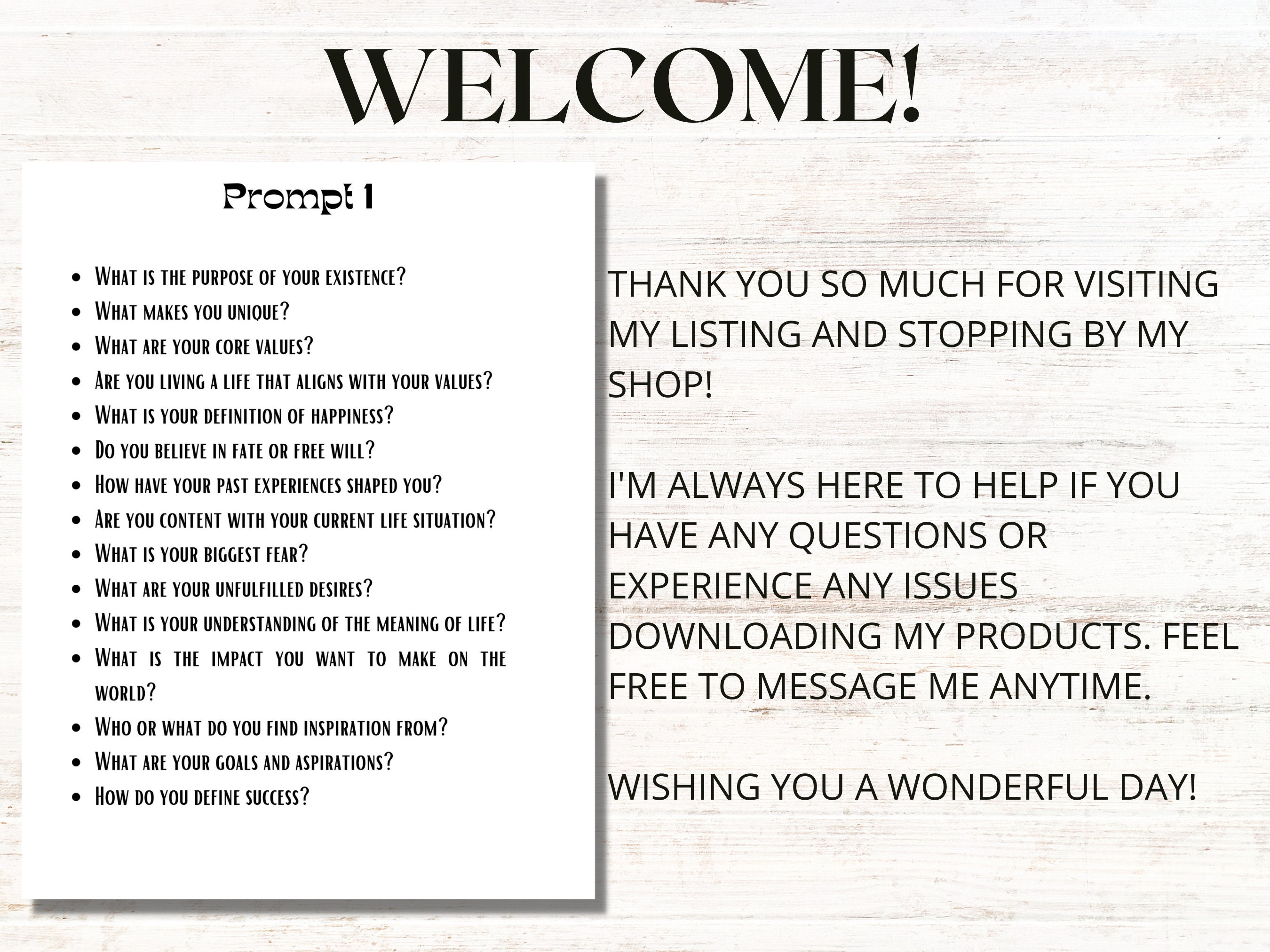 365 Prompts Journal, Deep Thought Writing Prompts, 5 Minute Journal ...