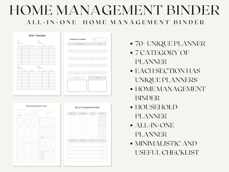 Household Binder, Home Management Binder, the Household Planner ...