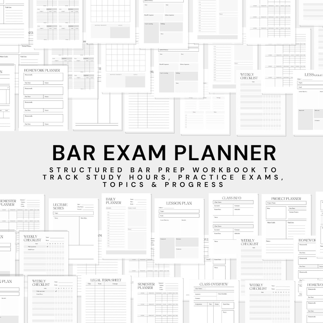 Bar Exam Planner & Study Tracker | Law Student Bar Prep, Legal Study ...