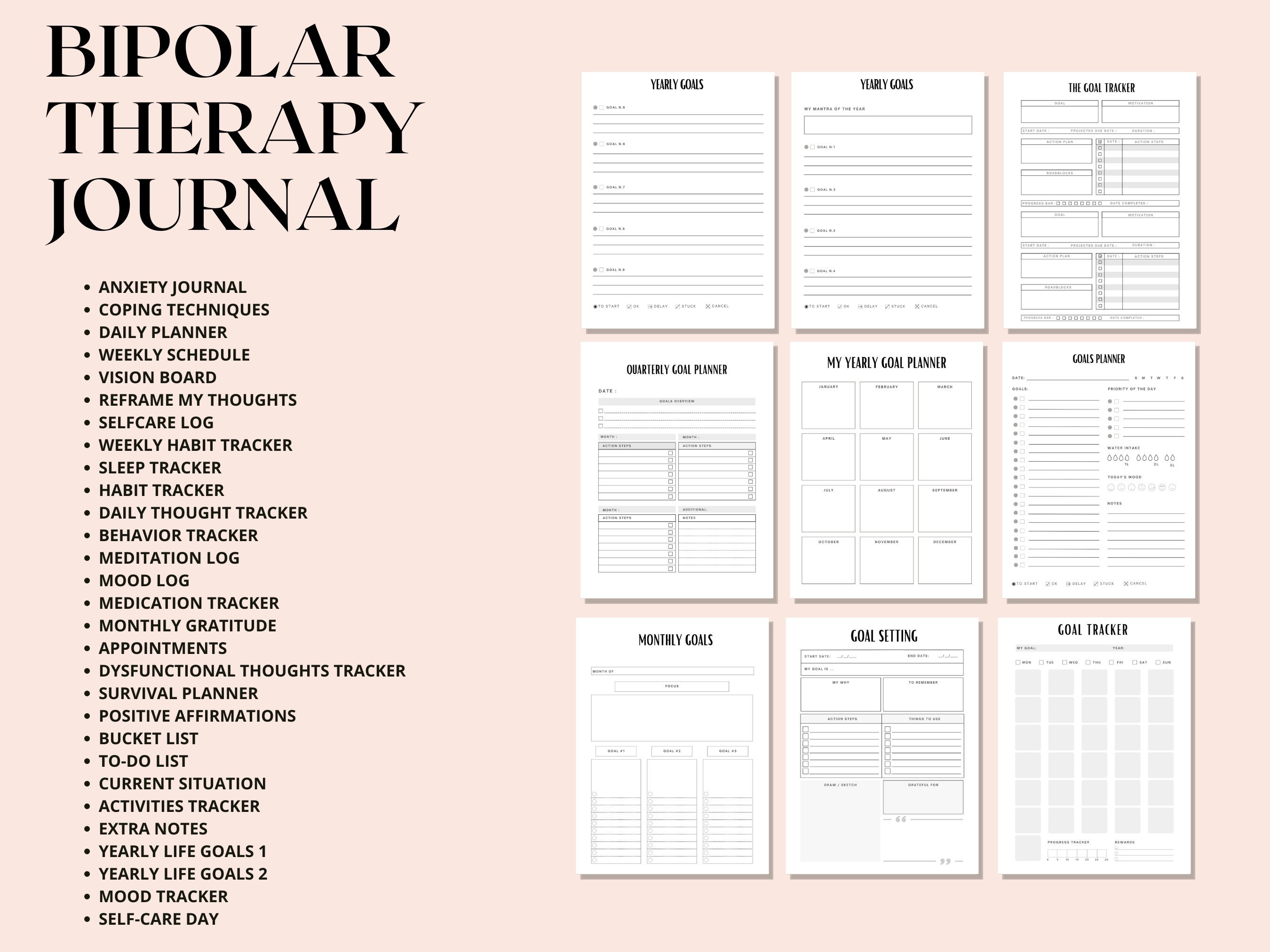 Bipolar Disorder Therapy Journal, Therapy Journal, Anxiety Journal ...