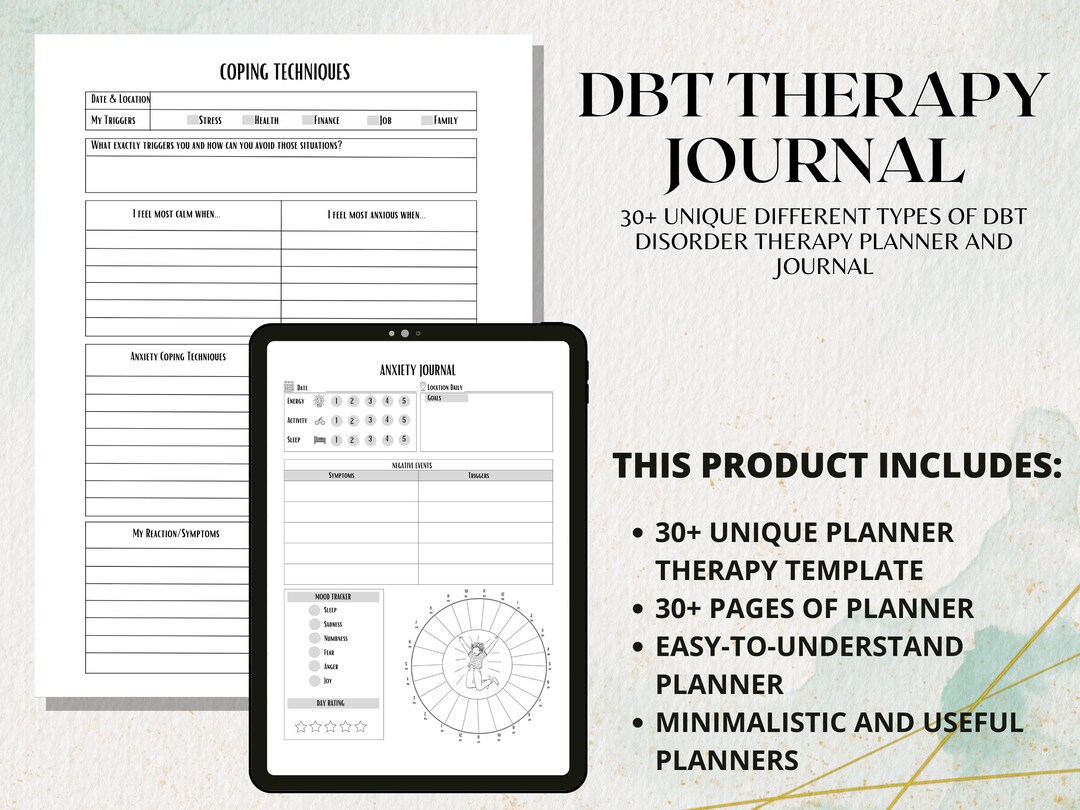 DBT Workbook, DBT Therapy Journal, DBT Skills, Therapy Worksheet ...