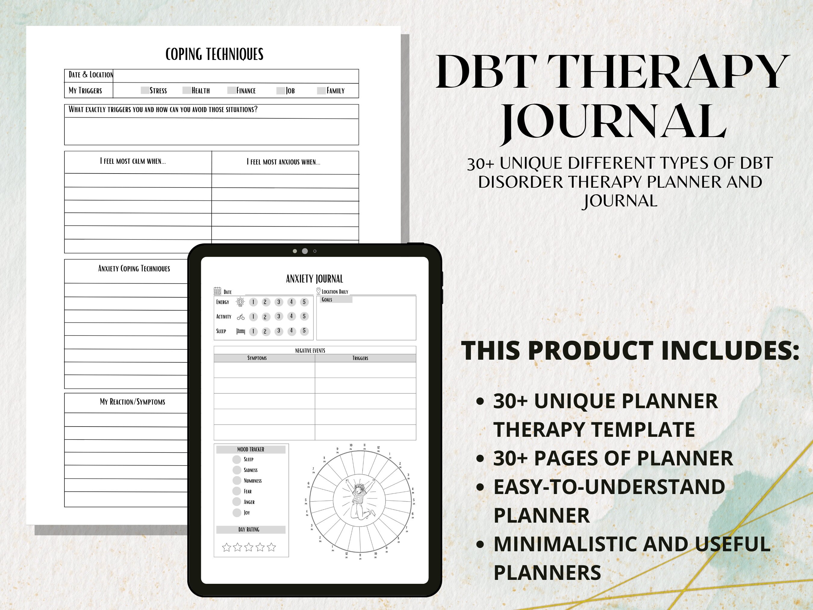 DBT Workbook, DBT Therapy Journal, DBT Skills, Therapy Worksheet ...